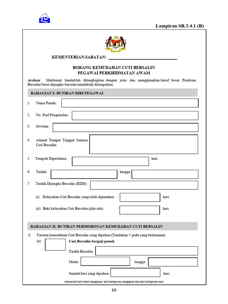 Borang Cuti Bersalin | PDF