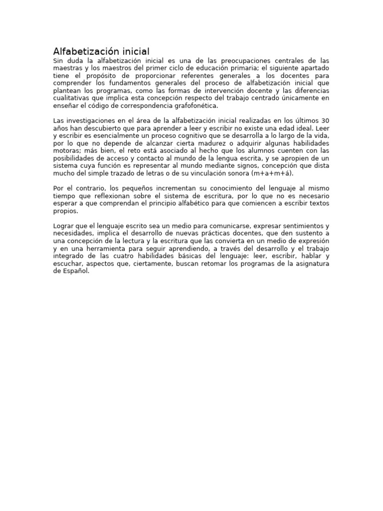 ALFABETIZACIÓN INICIAL | PDF