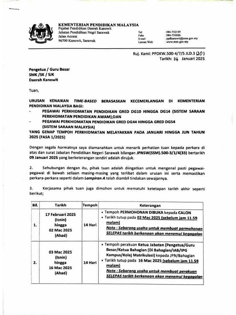 Iklan Kenaikan Pangkat TBBK DG44 hingga DG54 Fasa 1 2025 | PDF