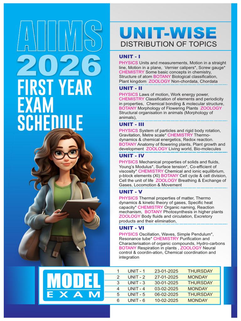 Aiims 2026 Exam Schedule New | PDF | Chemistry | Physics