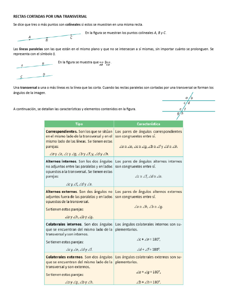 Rectas Cortadas Por Una Transversal (Material) | PDF