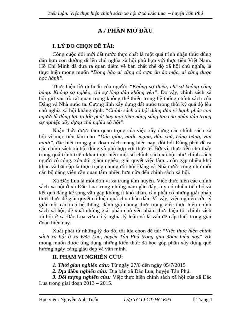 (123doc) - Tieu-Luan-Viec-Thuc-Hien-Chinh-Sach-Xa-Hoi-O-Xa-Dac-Lua-Huyen-Tan-Phu | PDF