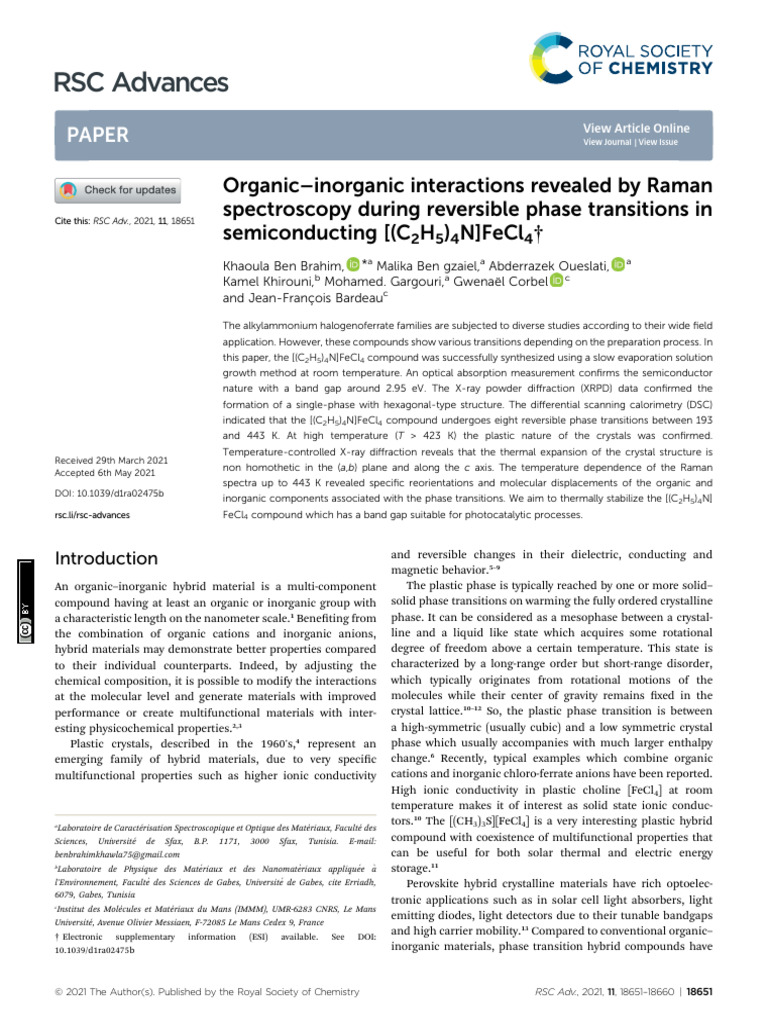 benbrahim2021 | PDF | Differential Scanning Calorimetry | Spectroscopy