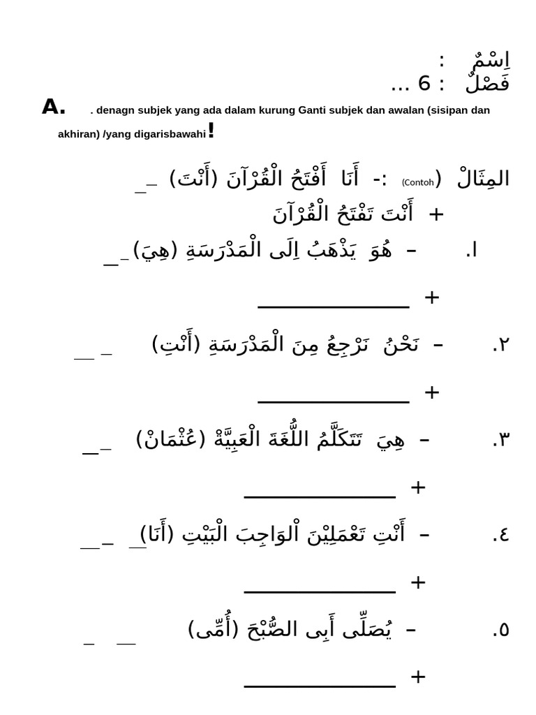 TUGAS KELAS B. ARAB KELAS 6A DAN B | PDF