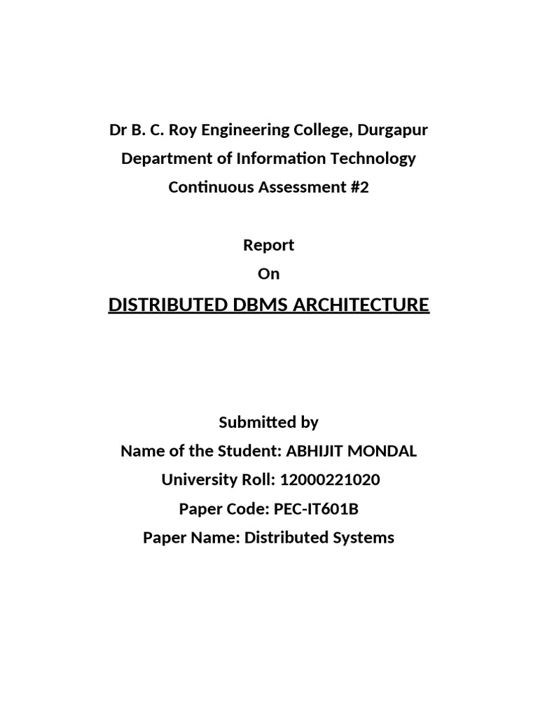 ABHIJIT - Distributed DBMS Architecture | PDF | Databases | Replication (Computing)