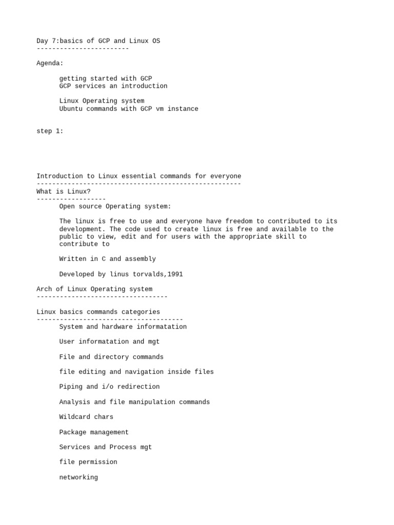 day-7-a-GCP linux basics | PDF | Computer File | Linux