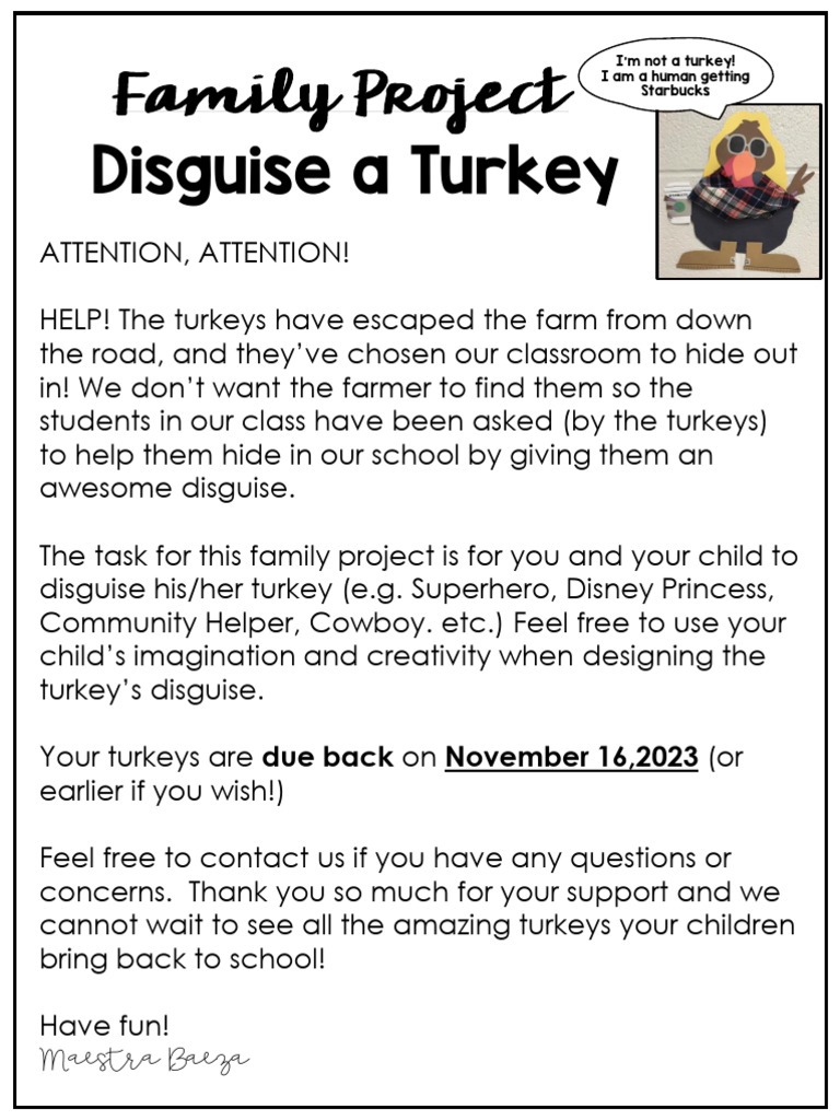 Disguise A Turkey: Family Project | PDF