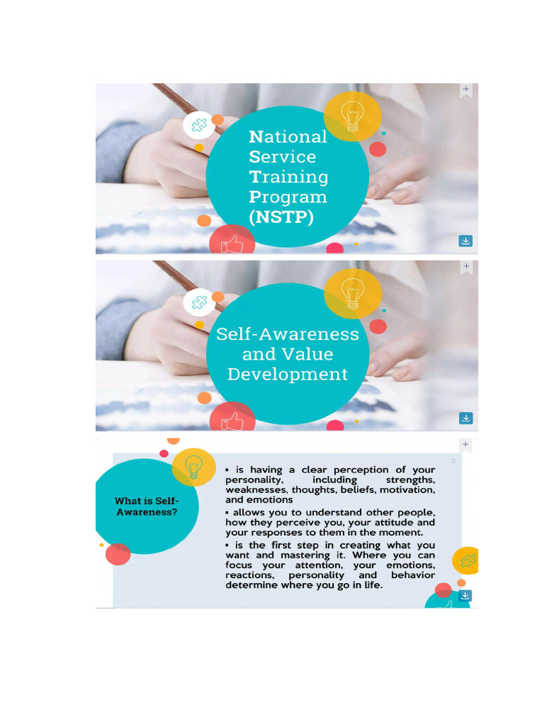 1.1 Self Awareness and Value Development | PDF