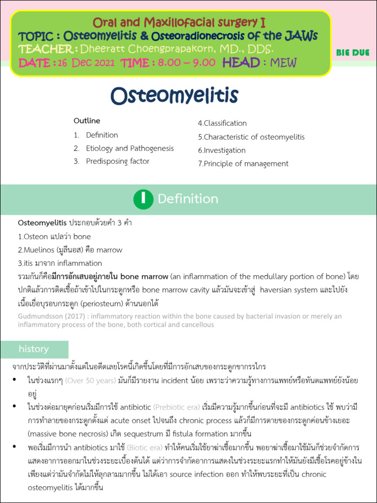 Osteomyelitis, ORN | PDF