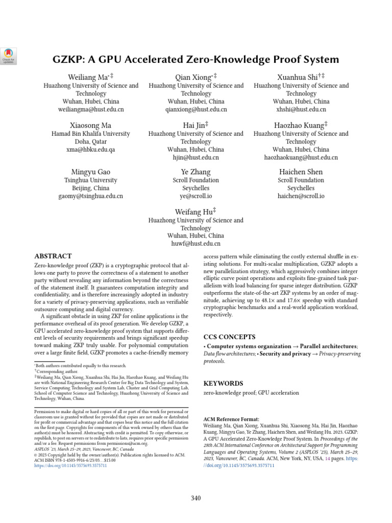 GZKP - A GPU Accelerated Zero-Knowledge Proof System | PDF | Computing ...