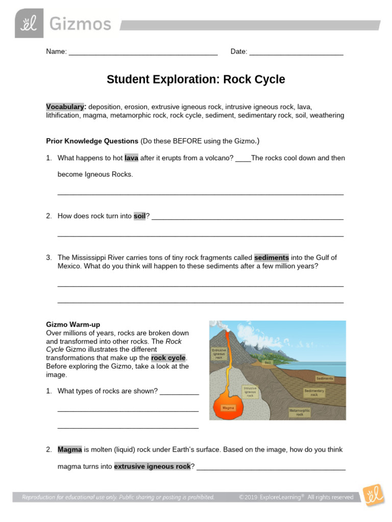 Understanding the Rock Cycle Gizmo | PDF | Rock (Geology) | Sedimentary ...