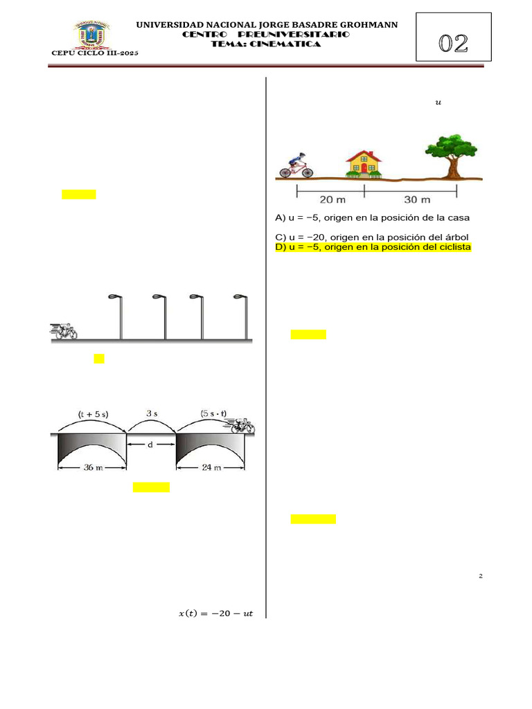 PRACTICAS N 02 Fisica CinemÃ¡tica CEPU 2025-III | PDF | Velocidad | Aceleración