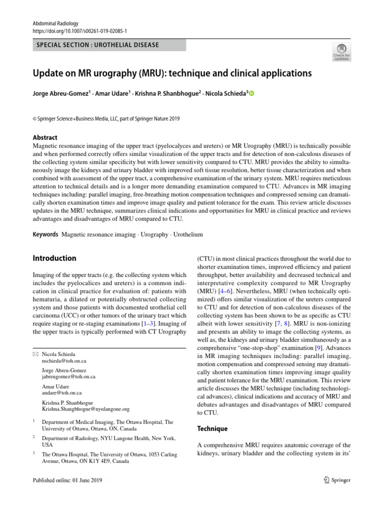 MR Urography: Techniques & Applications | PDF | Magnetic Resonance ...