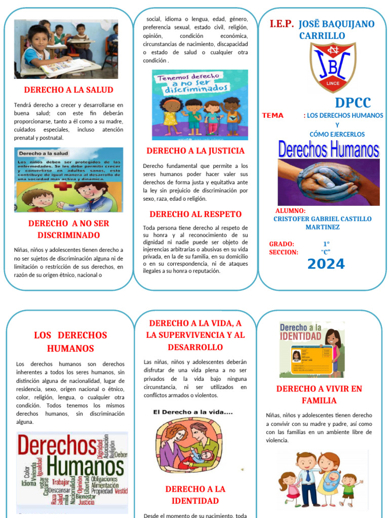 Triptico Derechos Humanos CRISTOFER 2 | PDF | Derechos humanos | Discriminación
