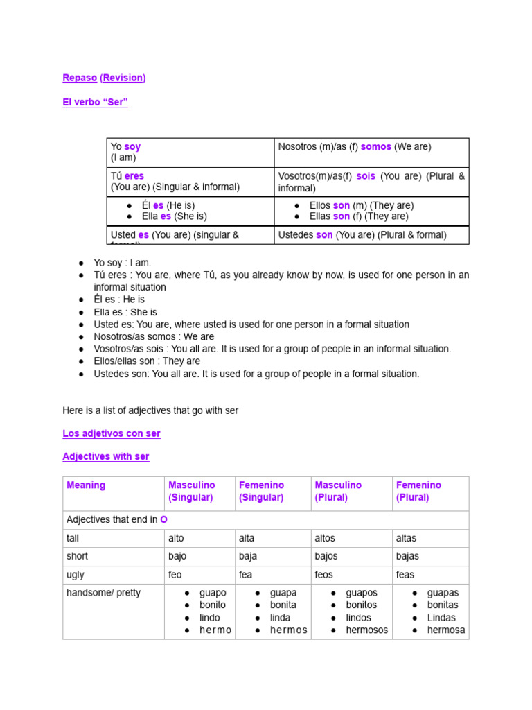 Describir a Las Personas | PDF | Linguistic Morphology | Linguistic ...