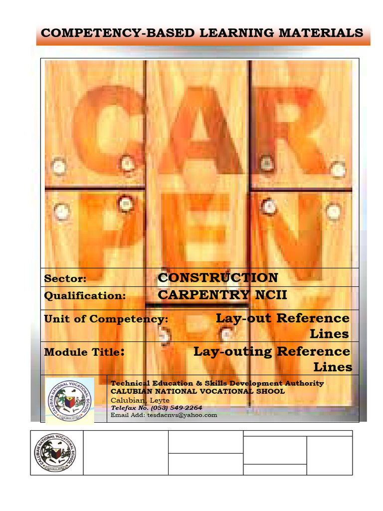 Carpentry NCII: Lay-out Reference Lines Module | PDF | Vocational Education