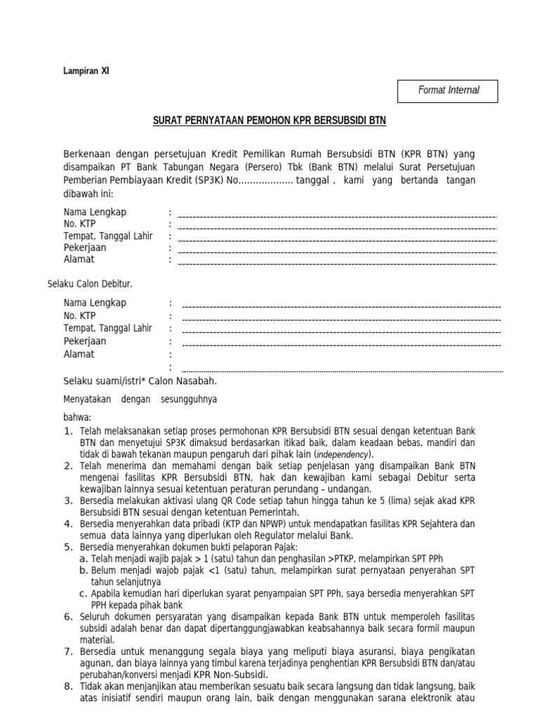 Pernyataan Pemohon KPR | PDF