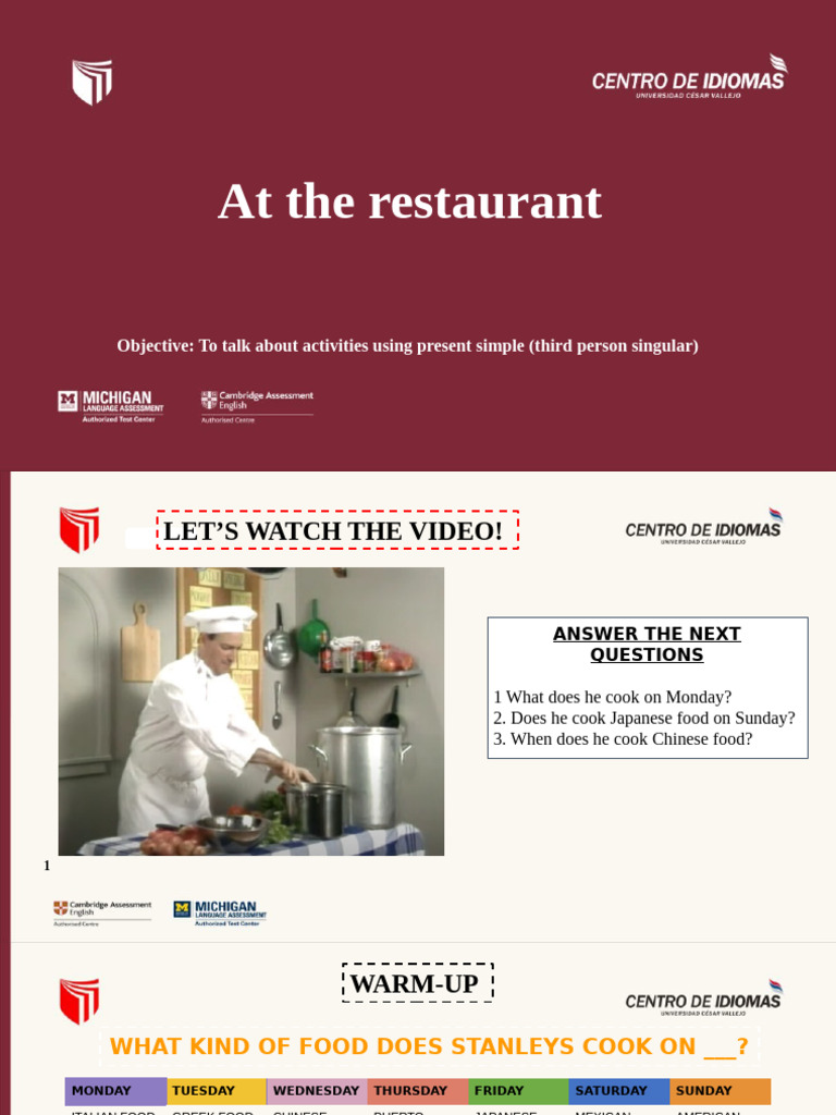 Present Simple Activities in Cooking | PDF | Language Mechanics | Syntax