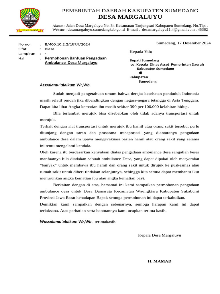 22 Surat Rekom Pemberhentian Perangkat Ke Camat Alex 2024 | PDF