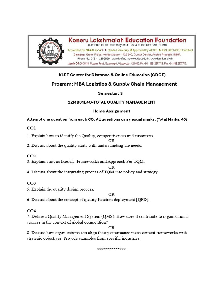 Total Quality Management | PDF