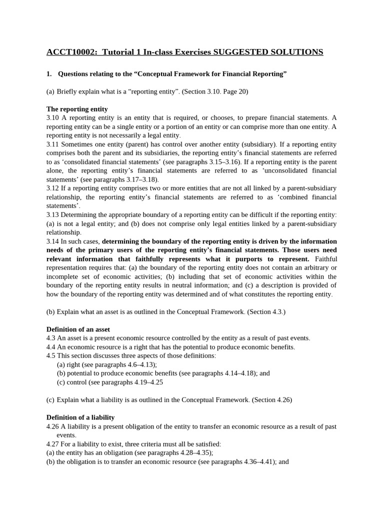 ACCT10002 Tutorial 1 in-class Exercises_Solutions | PDF | Equity (Finance) | Expense