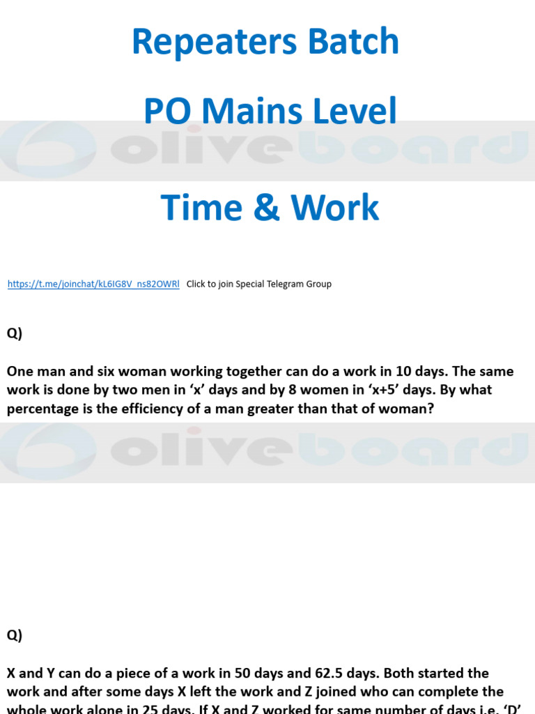 Time & Work - Mains Level | PDF