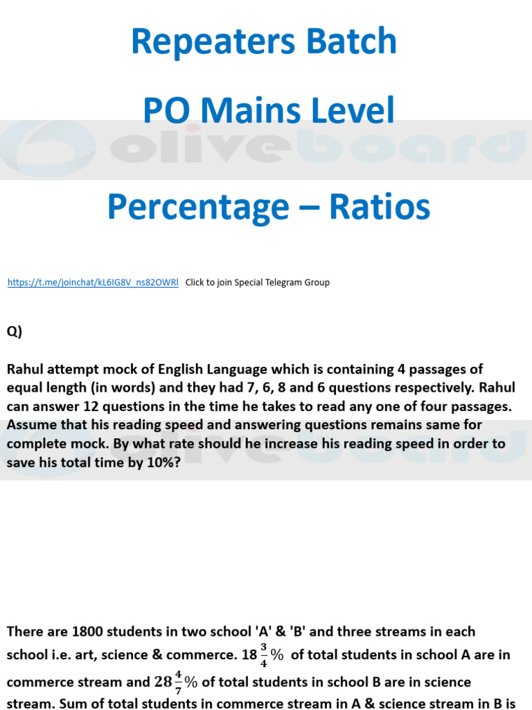 Percentage and Ratio Based Quest | PDF | Investing