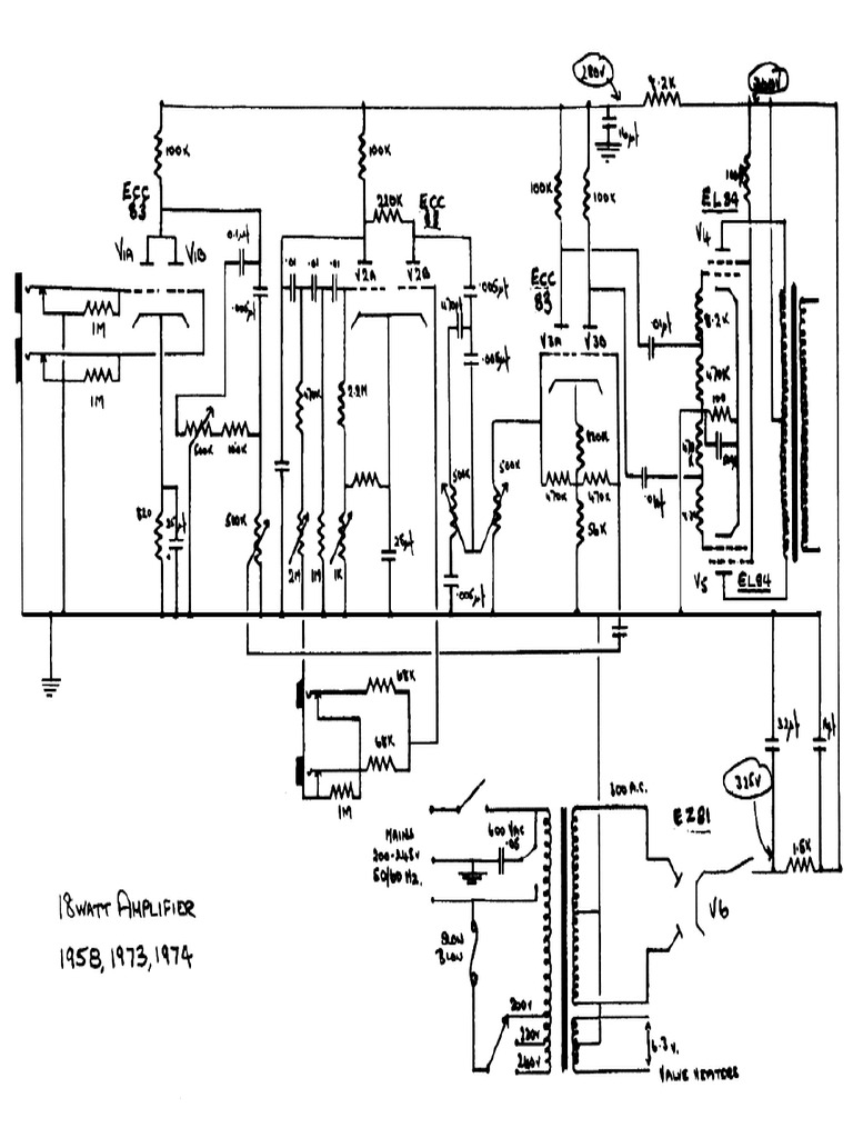 Schematics - Instruments - Guitar Amplifiers - Marshall - 18W Amplifier ...