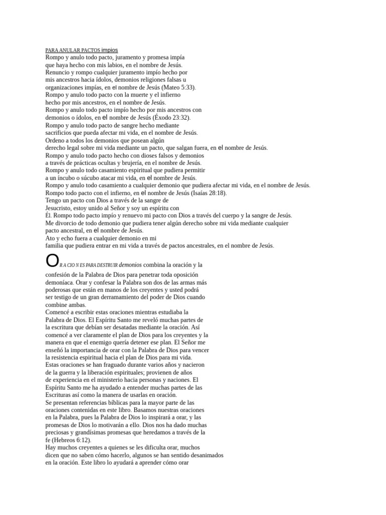 Oraciones para Romper Pactos Impíos | PDF | Oración | Dios