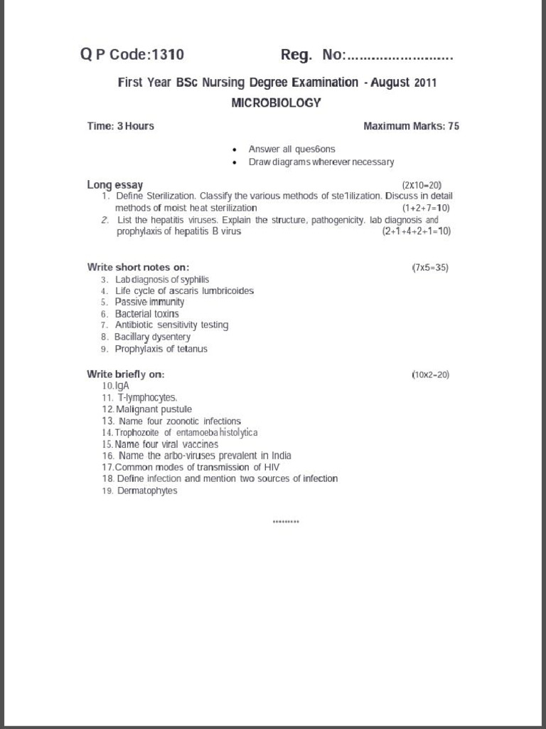Microbiology Kuhs Previous Year Questions | PDF