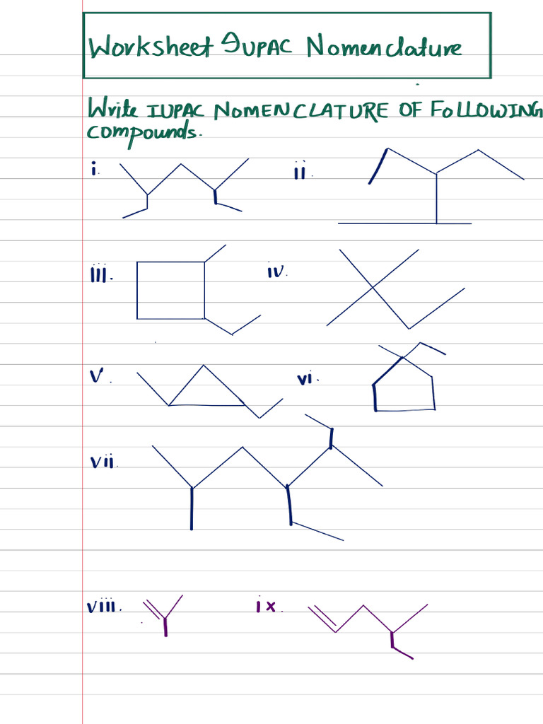 Worksheet Nomenclature Simple Hydrocarbons | PDF
