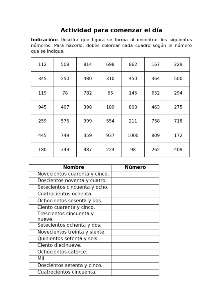 Actividad para Comenzar El Día | PDF