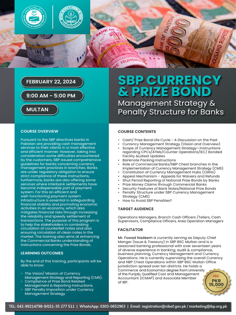 SBP Currency & Prize Bond Training | PDF | Banks | Cash