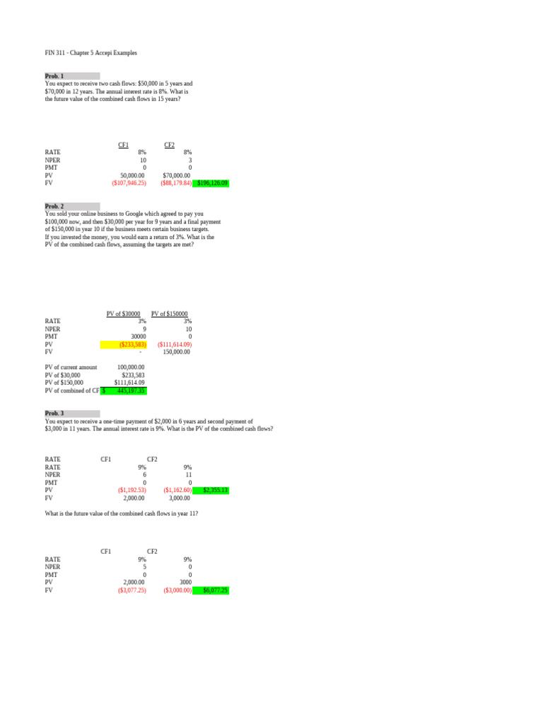 Accepi - Chapter 5 Examples Outlines | PDF | Present Value | Interest
