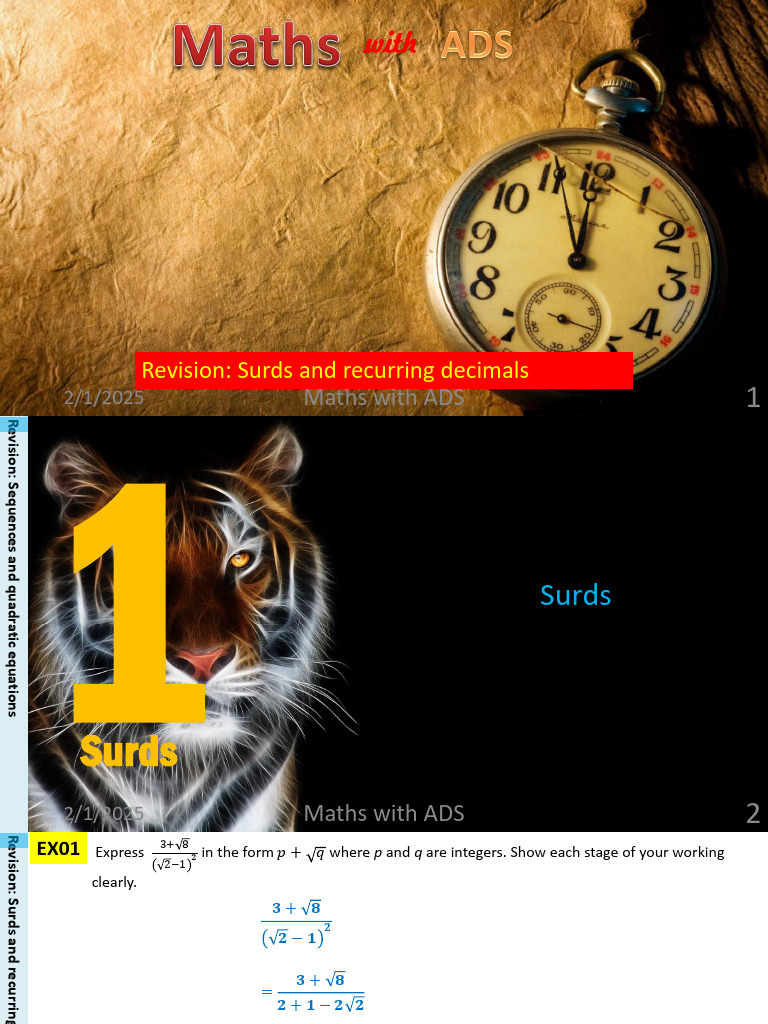 Revision AQA Maths Surds and Recurring Decimals | PDF | Numbers | Elementary Mathematics