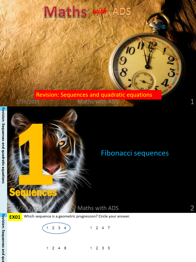 29th Janaury 25 Emily Maths Revision Sequences and Qudratic Equations | PDF | Mathematical ...