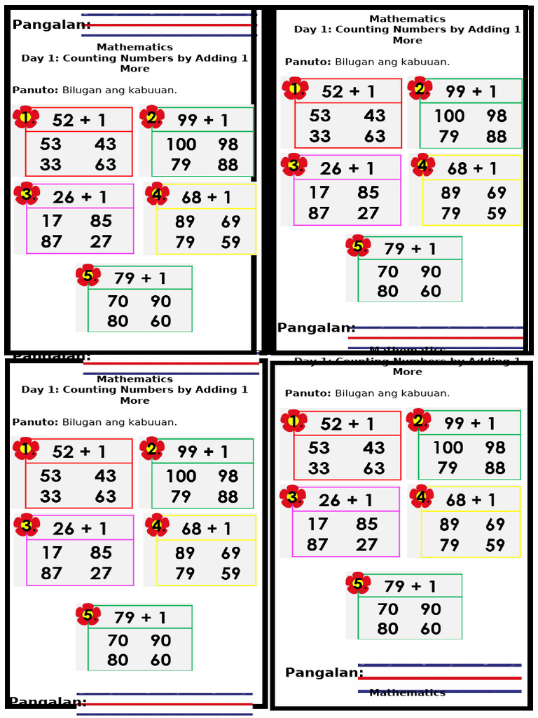 Q1 Math Week2 Worksheets | PDF