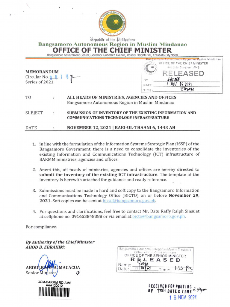 Memo Circular No. 0070 S. 2021 | PDF
