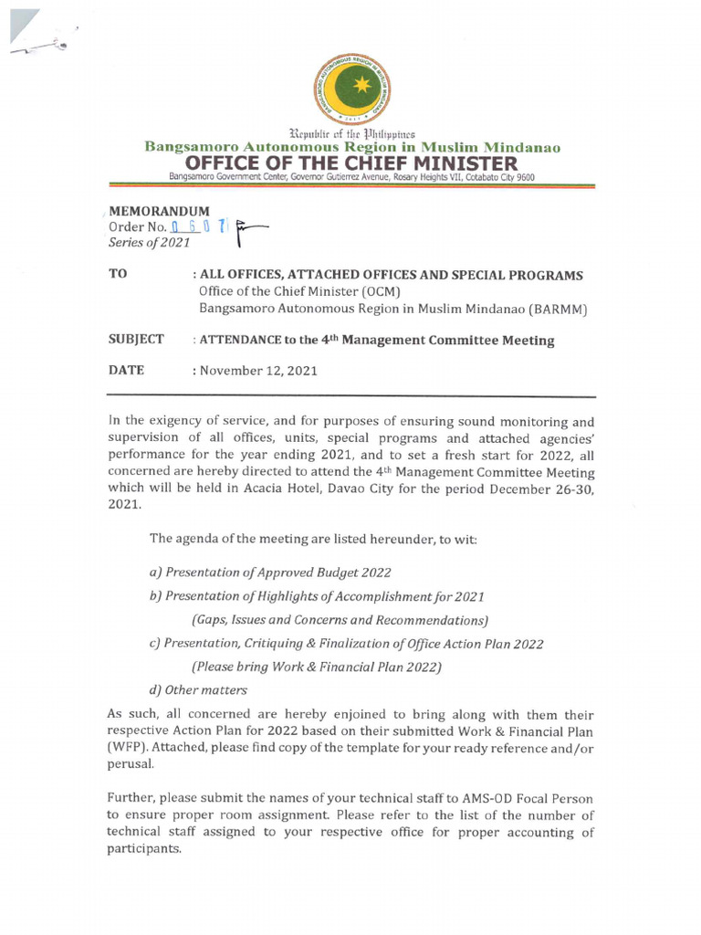 Memo Order No. 0607 S. 2021 | PDF