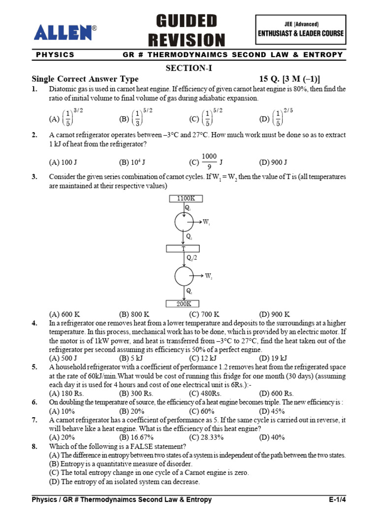 ThermoD 2nd Law and Entropy GR ALLEN | PDF | Heat | Scientific Phenomena