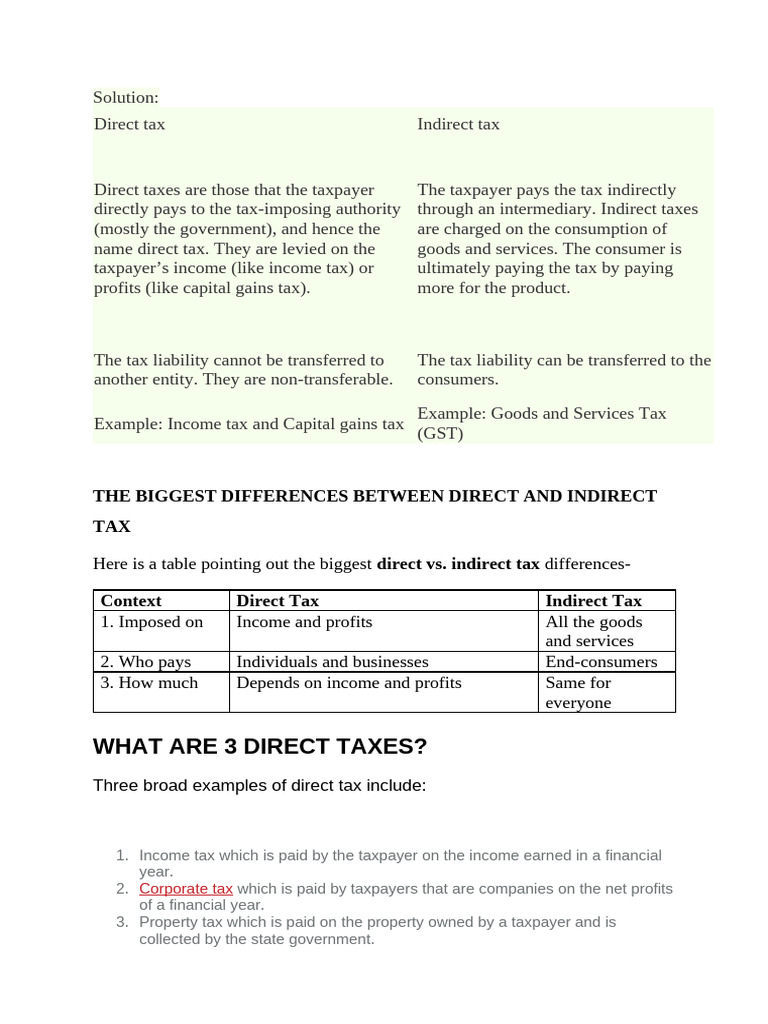 Direct and Indirect Tax | PDF | Taxes | Indirect Tax