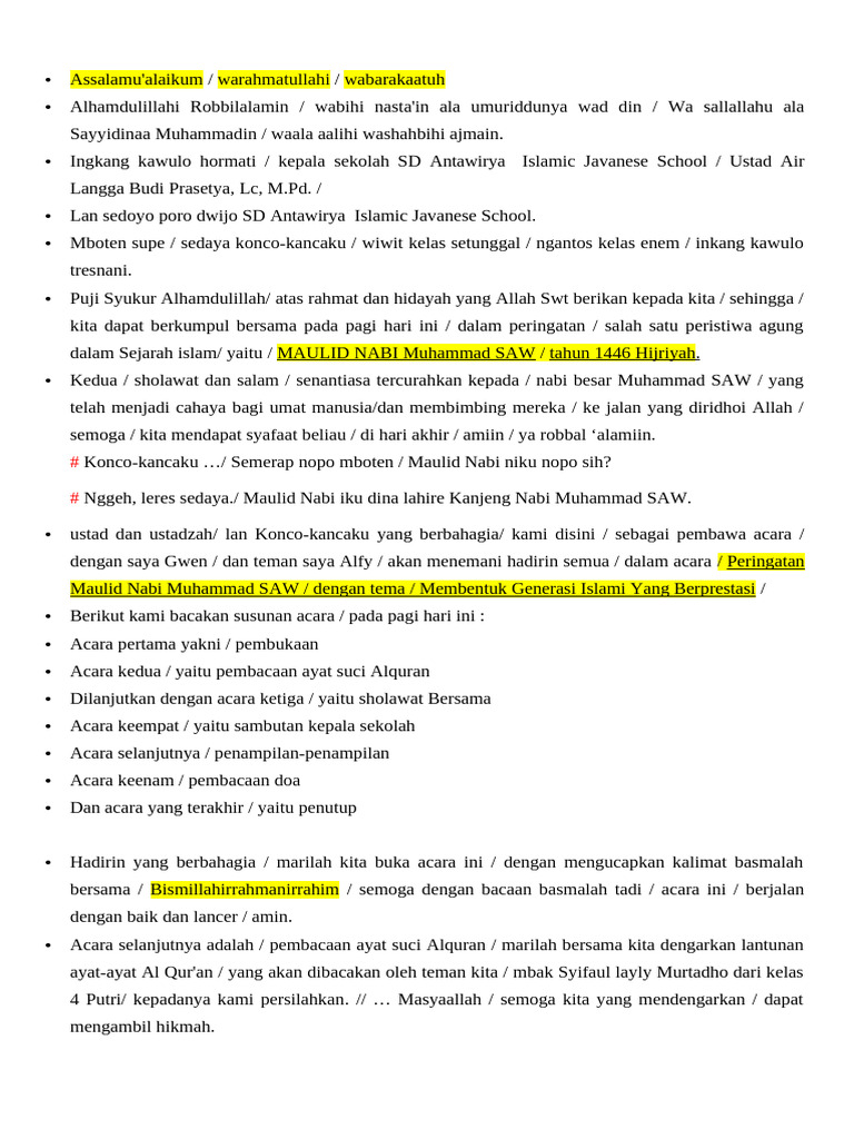 Teks MC Maulid 2024 | PDF