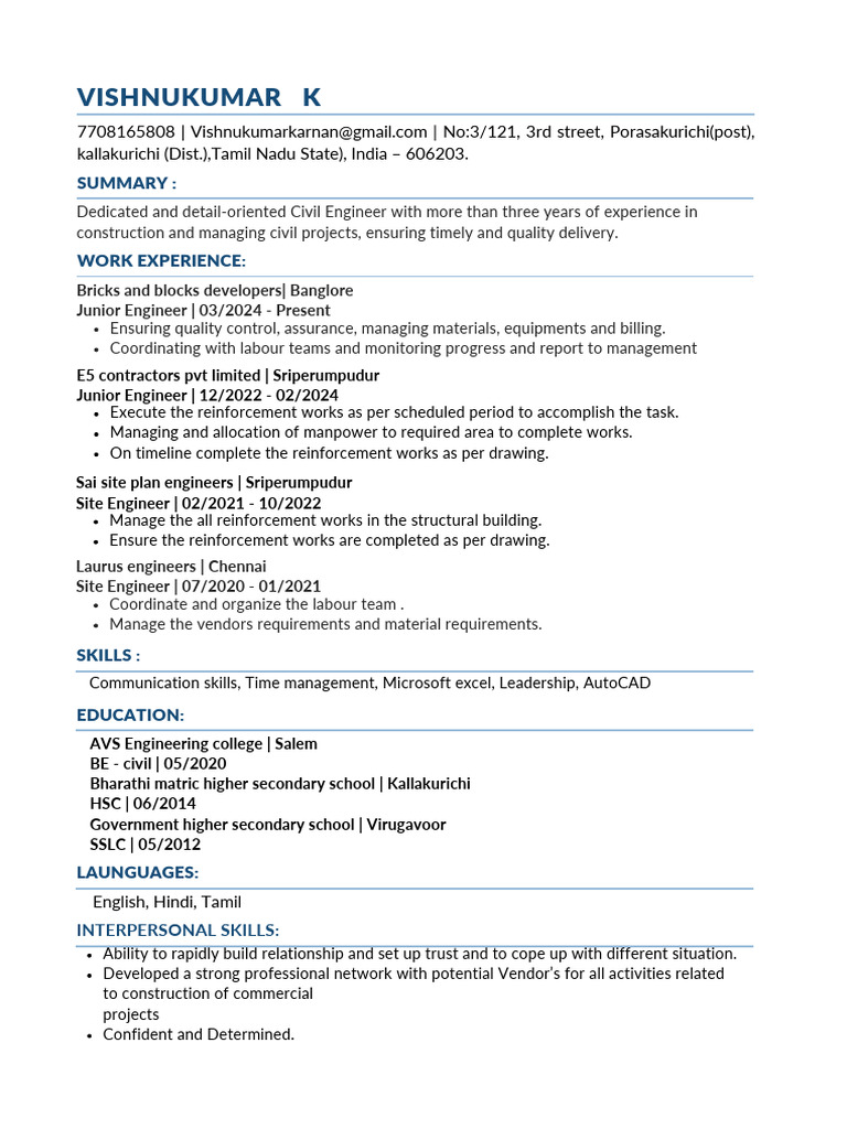 Vishnukumar Resume Apna | PDF