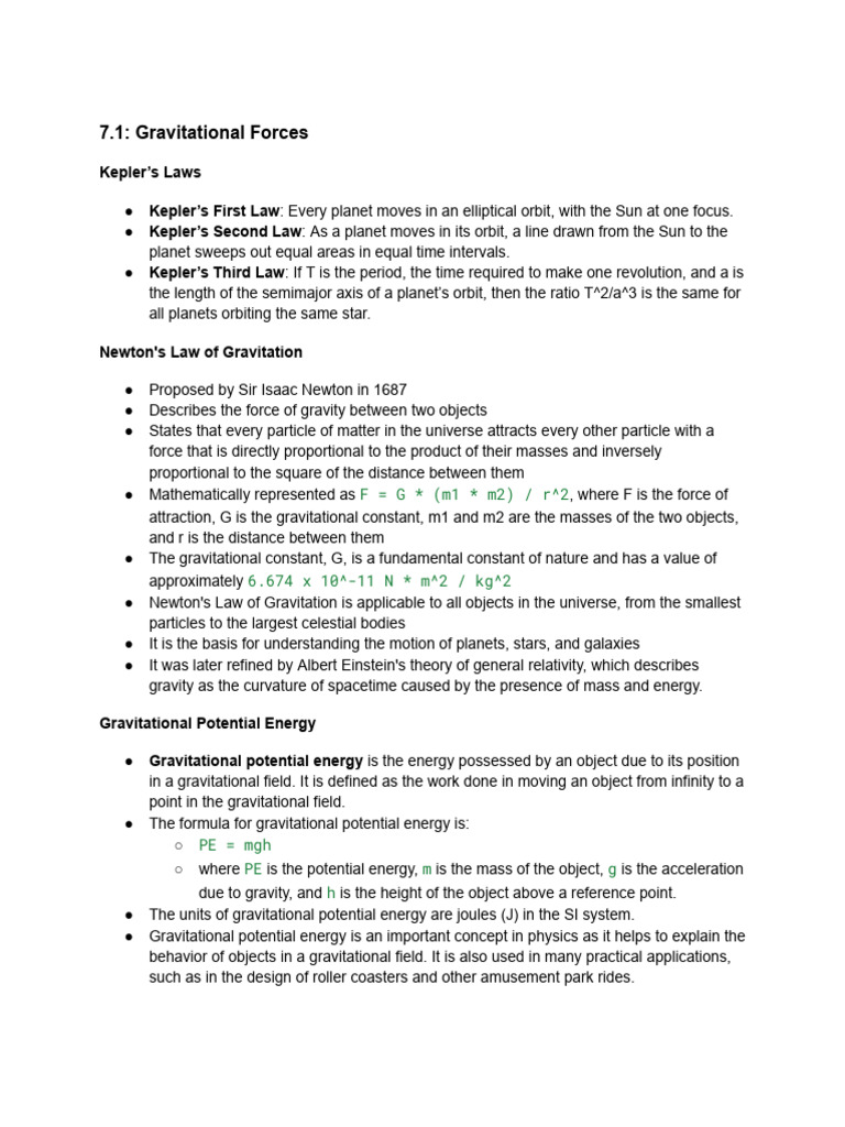 AP Physics C - Mechanics - Unit 7 | PDF | Orbit | Gravity