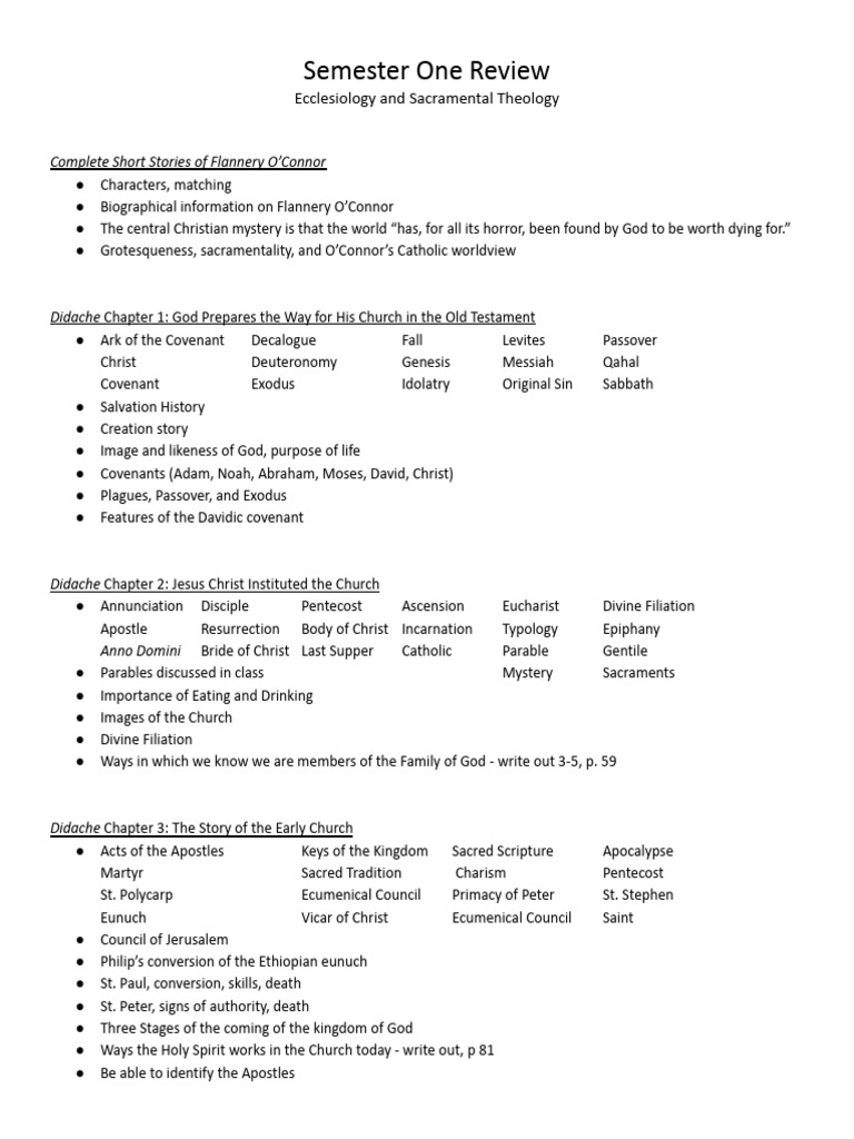 Semester 1 Study Guide 2024 | PDF | Catholic Church | Jesus