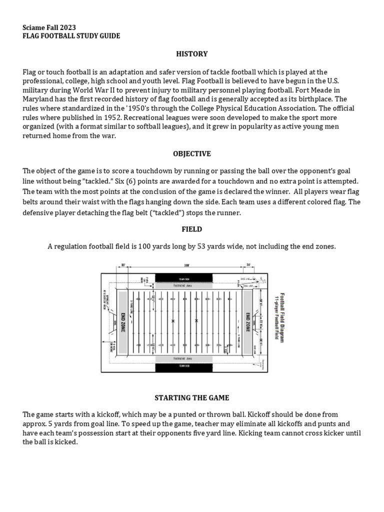 Flag football study guide 2023 (1) | PDF | Touchdown | American Football