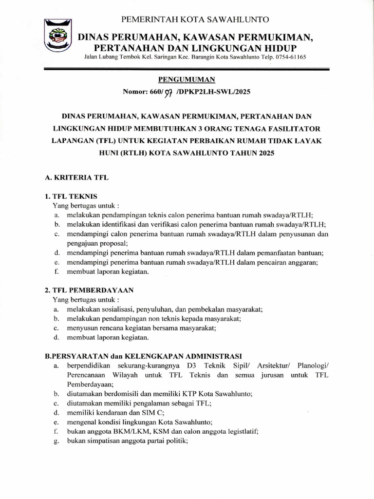 Pengumuman TFL 2025 | PDF