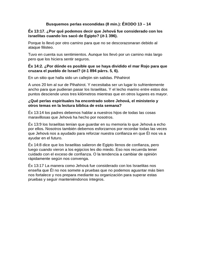 Exodo 13, 14 | PDF