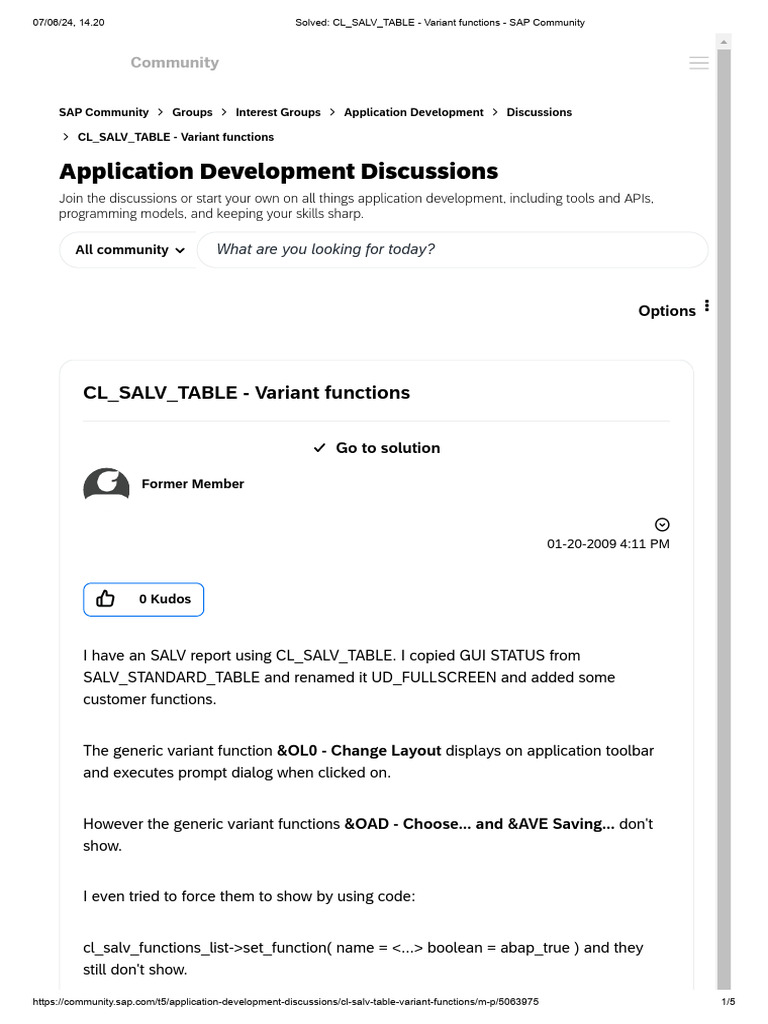 Solved_ CL_SALV_TABLE - Variant Functions - SAP Community | PDF | Software Development ...