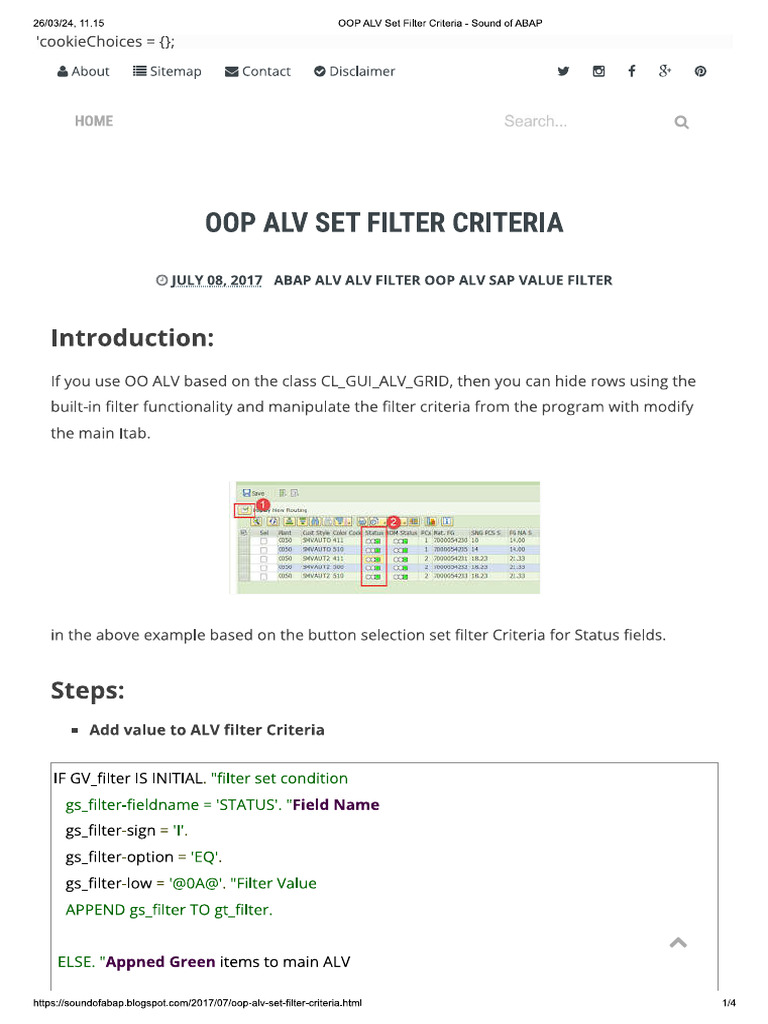OOP ALV Set Filter Criteria - Sound of ABAP | PDF